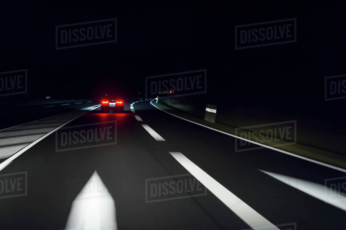 View from Moving Car at Night on Road, Germany - Royalty-free Stock ...