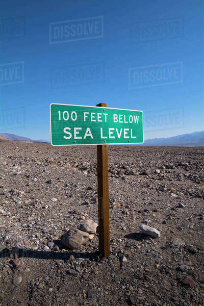 100 Feet Below Sea Level Sign, Death Valley National Park, California ...