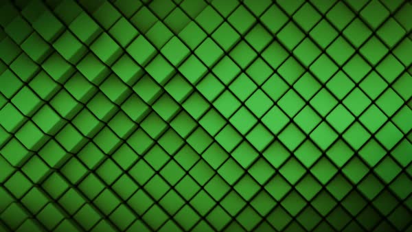 Wall of green rhombus shapes. Abstract motion background. 3D render ...