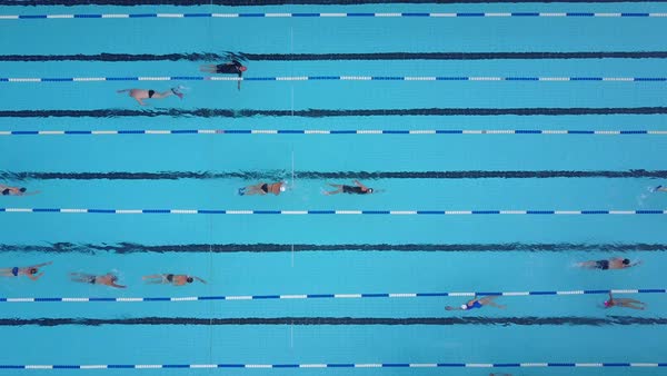 Overhead view of people swimming in pool, Israel - 4K Royalty-free ...