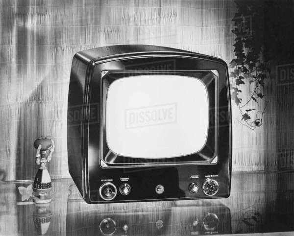 Philco brand portable television, circa 1952 - Stock Photo - Dissolve