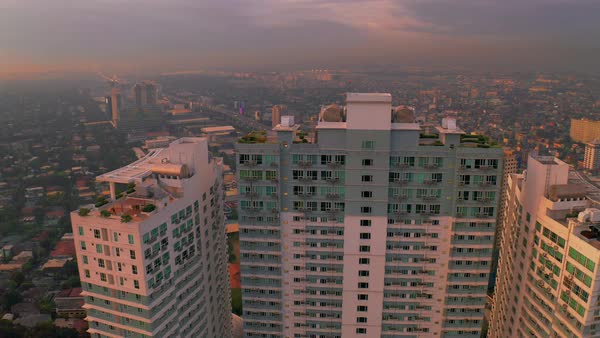 Modern building sunrise skyline background in Manila city, Philippines ...