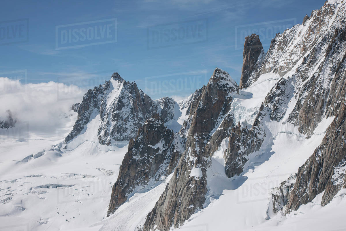 Mont Blanc in snow, Chamonix, France - Stock Photo - Dissolve