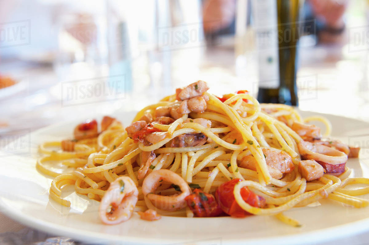 Plate of calamari spaghetti - Royalty-free Stock Photo | Dissolve
