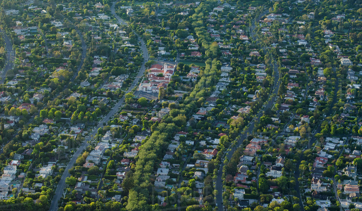 Aerial view of neighborhoods in cityscape - Royalty-free Stock Photo ...