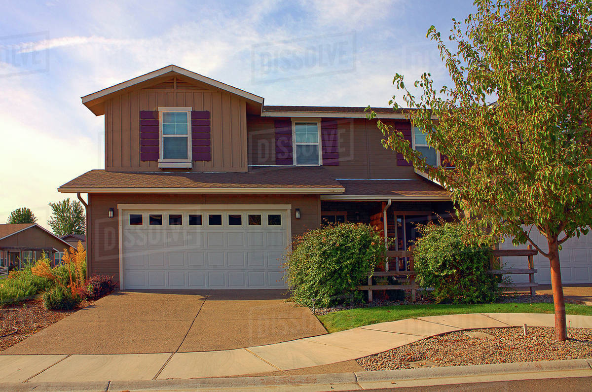 House and driveway in suburban neighborhood - Royalty-free Stock Photo ...