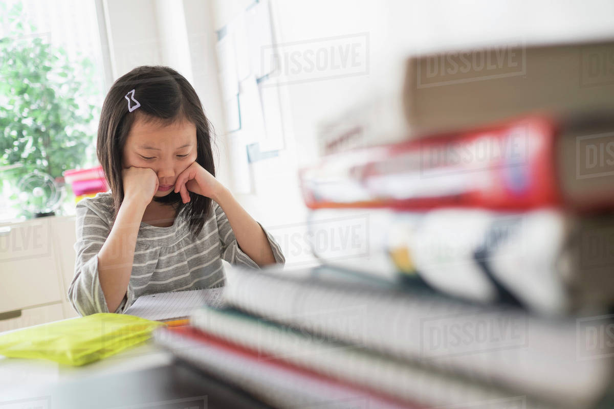Chinese student thinking about homework - Royalty-free Stock Photo ...