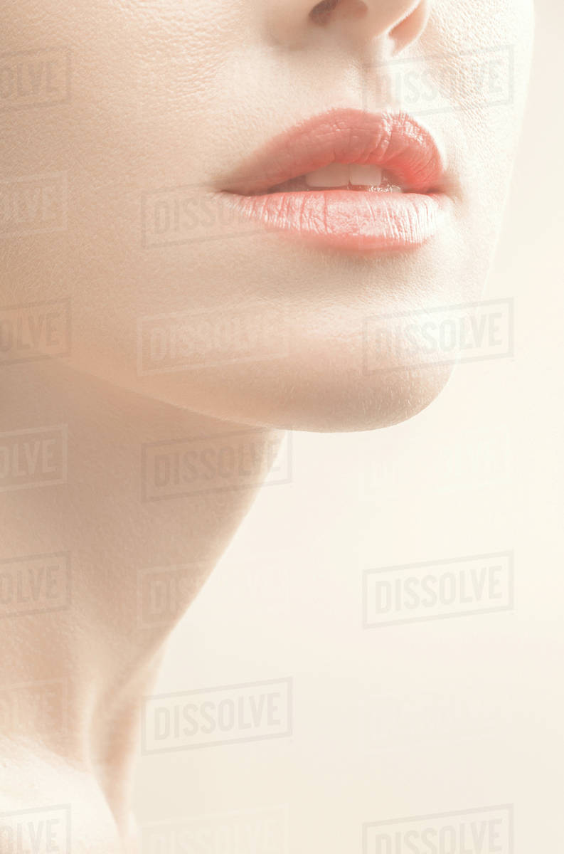 Close up of mouth, chin and neck of woman - Royalty-free Stock Photo ...