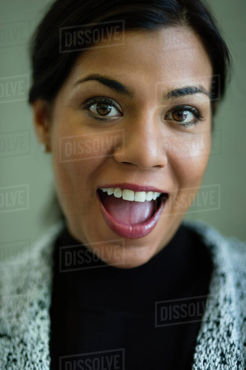 Open Mouth Girl Woman Wonder Face With Open Mouth Stock Image Image
