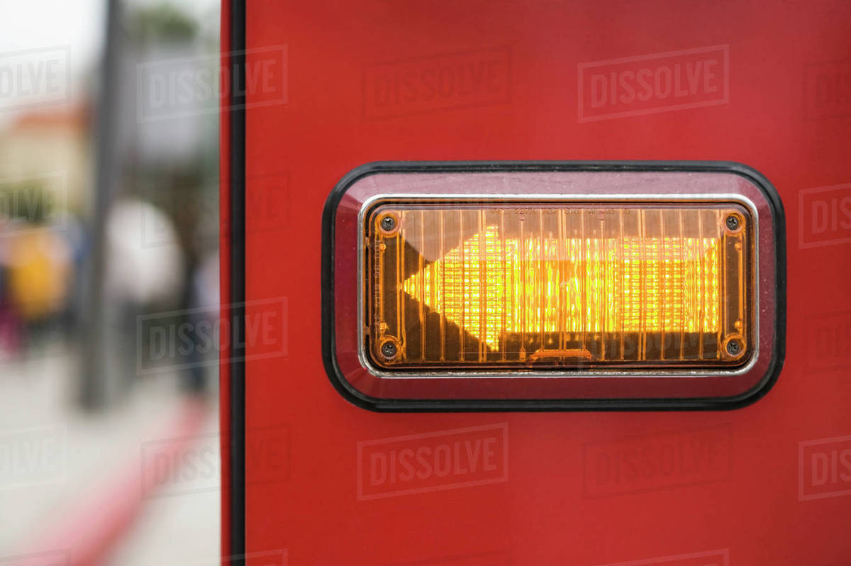 Close up of fire truck blinker arrow - Royalty-free Stock Photo | Dissolve