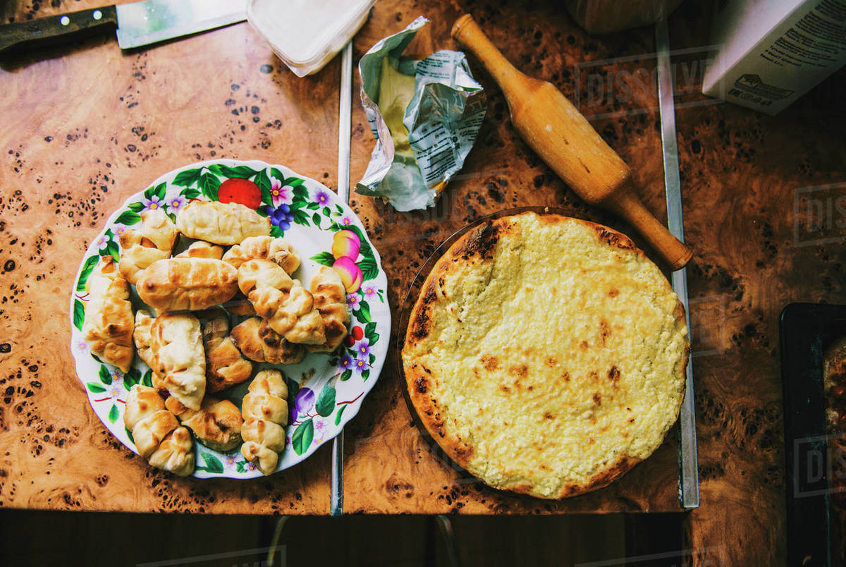 High angle view of plates of food - Royalty-free Stock Photo | Dissolve