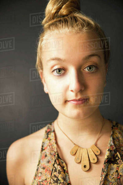 Close up of Caucasian woman wearing necklace - Royalty-free Stock Photo ...