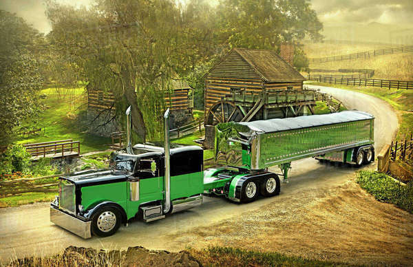 Semi-truck driving on rural road - Royalty-free Stock Photo | Dissolve