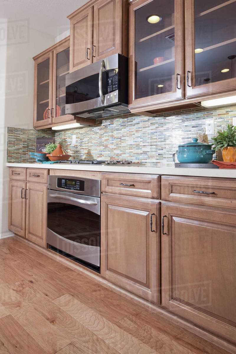 Interior of domestic wooden kitchen - Royalty-free Stock Photo | Dissolve