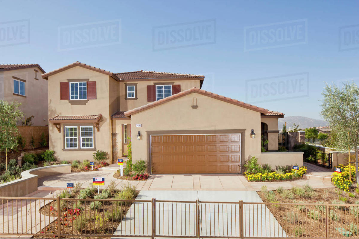 Exterior of two story house with driveway - Royalty-free Stock Photo ...