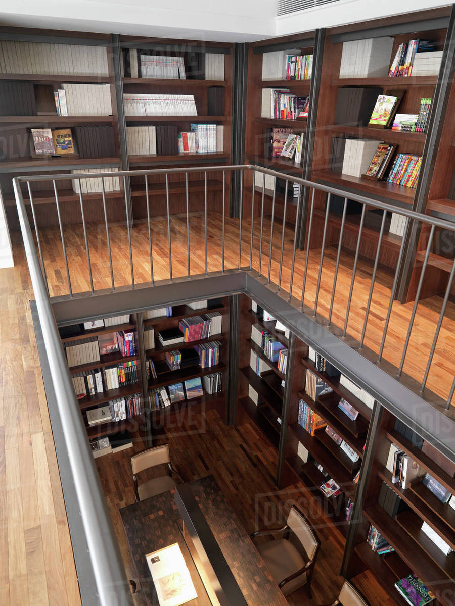 Modern two story office with several bookcases - Royalty-free Stock ...