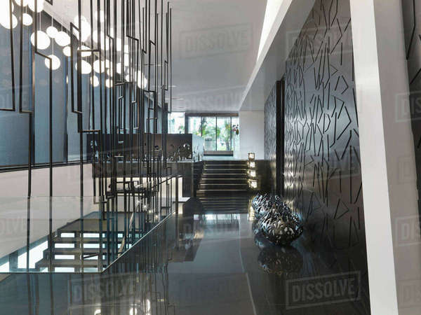 Open hallway and staircase in modern interior - Royalty-free Stock ...
