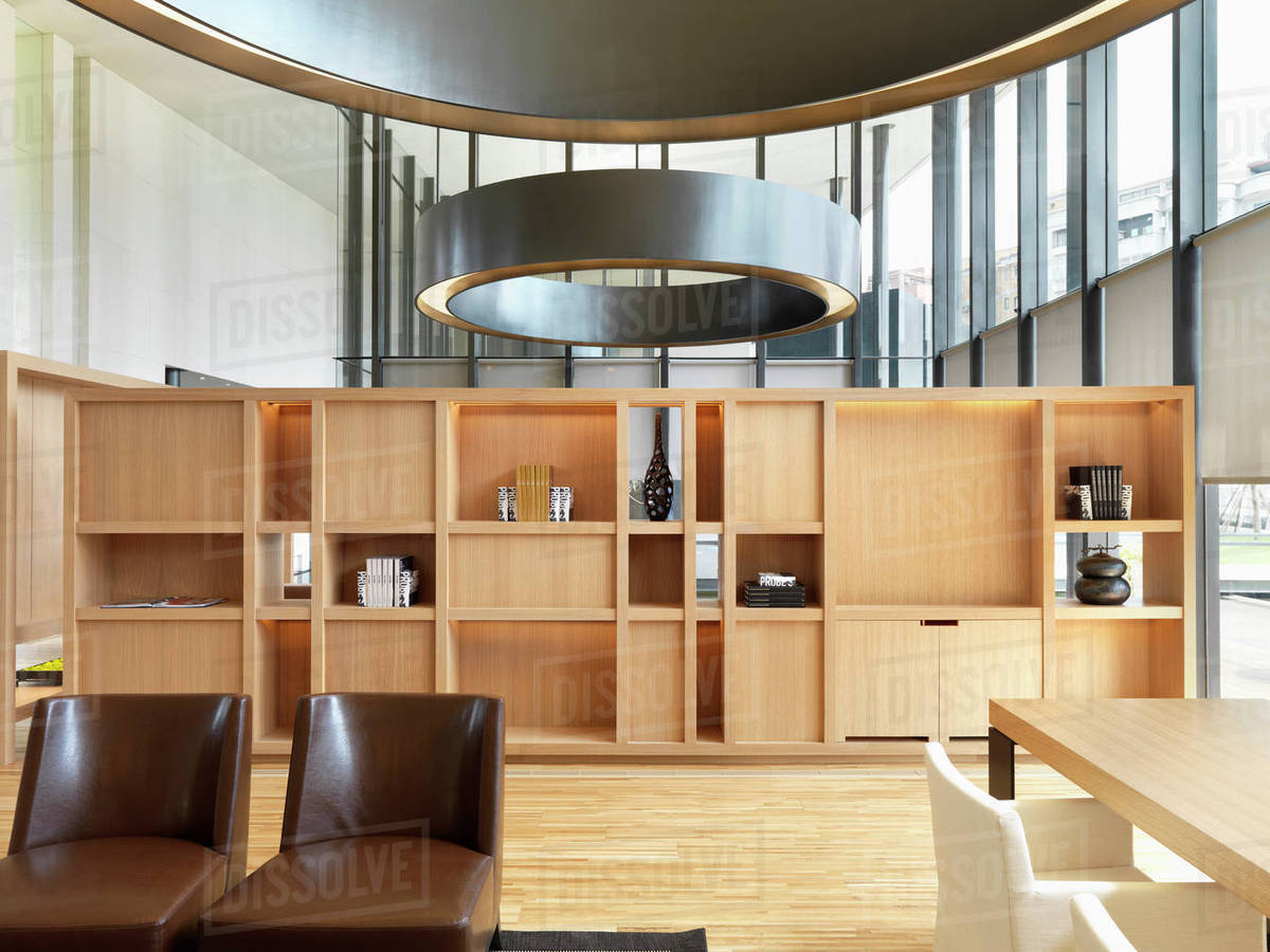 Modern wood bookcase - Royalty-free Stock Photo | Dissolve