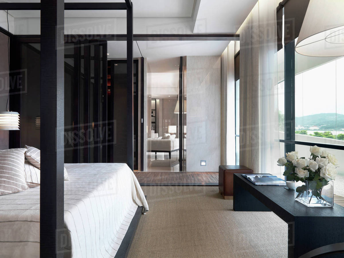 Interior view of bedroom in modern home - Royalty-free Stock Photo ...
