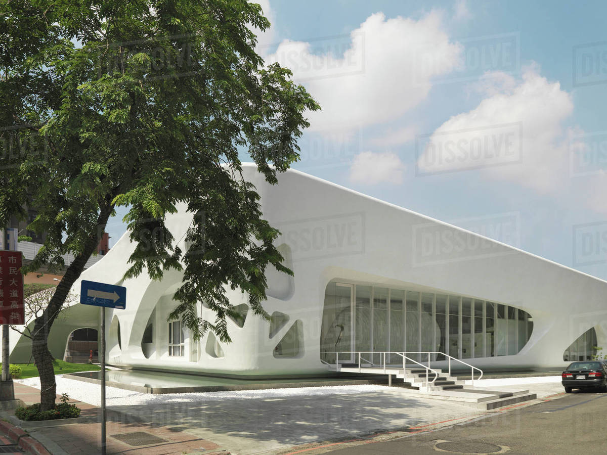 Exterior of white modern building - Royalty-free Stock Photo | Dissolve