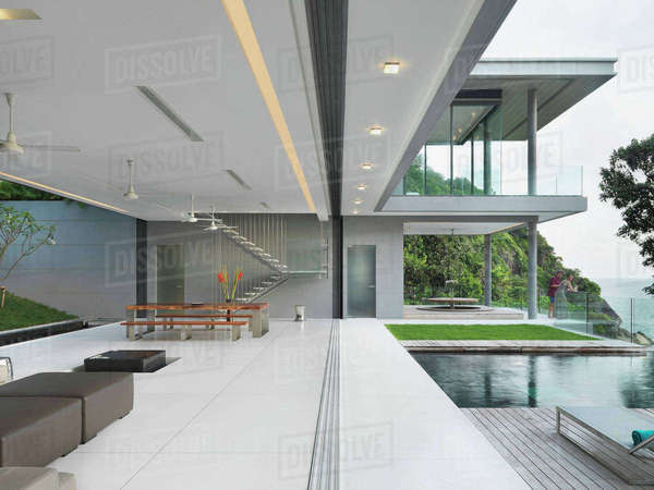 Large modern home with open air living spaces - Royalty-free Stock ...