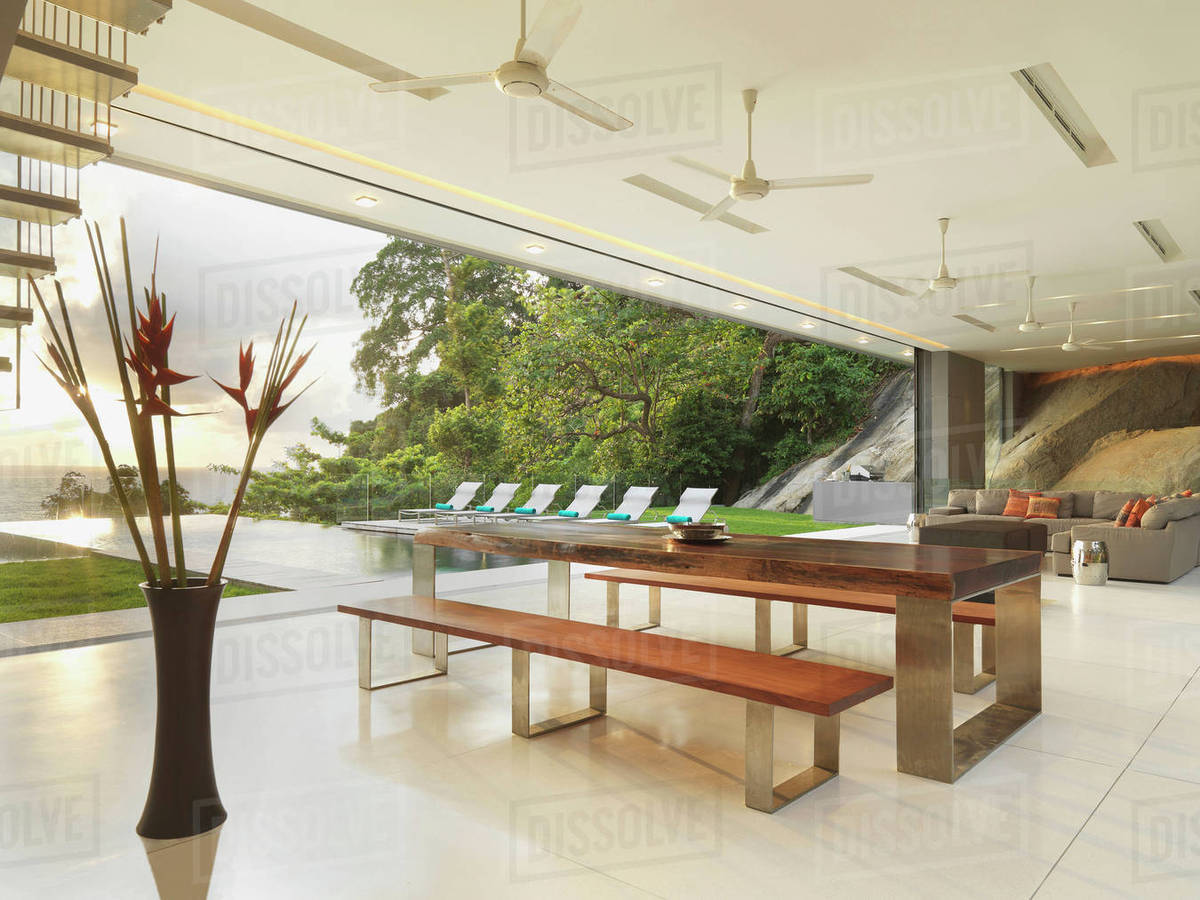 Open air dining room in modern home - Royalty-free Stock Photo | Dissolve