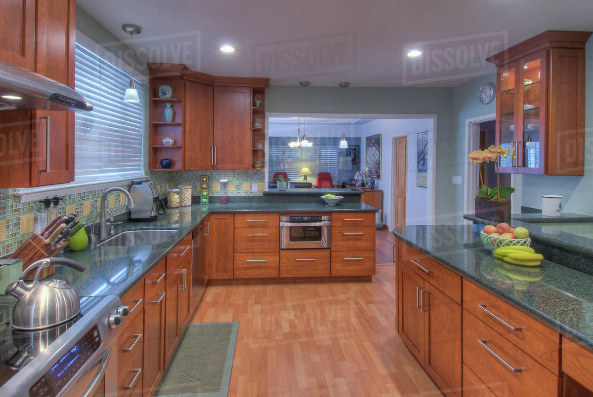Kitchen island and counter in contemporary house - Royalty-free Stock ...