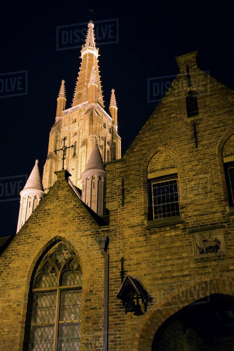 Bell tower of cathedral at night - Royalty-free Stock Photo | Dissolve