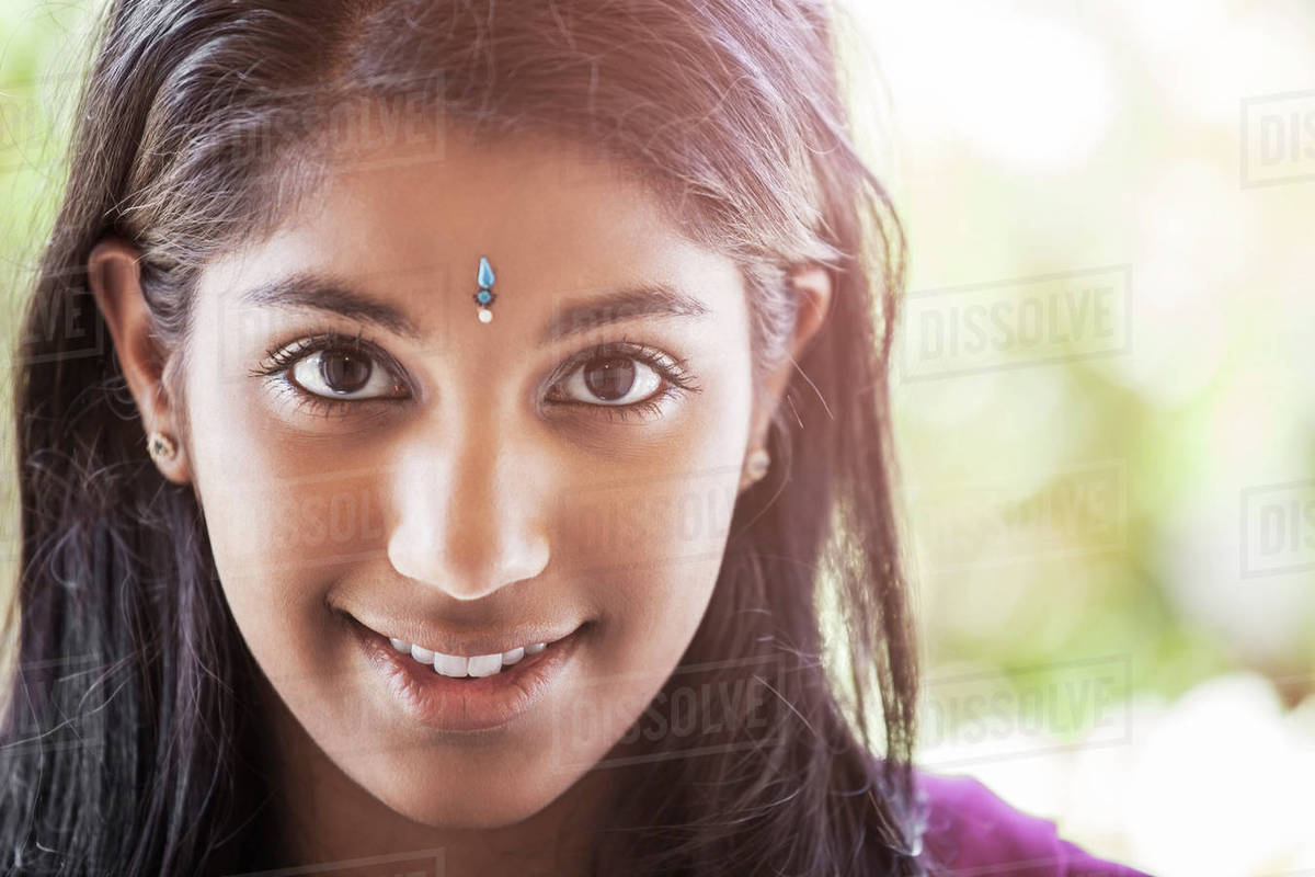 Indian woman with jewel on forehead - Royalty-free Stock Photo | Dissolve
