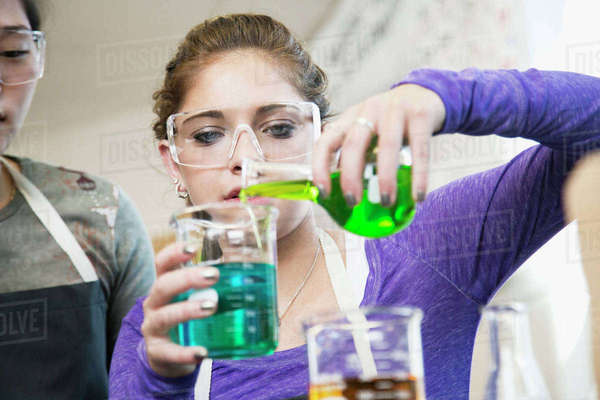 Students working with chemicals in classroom - Royalty-free Stock Photo ...