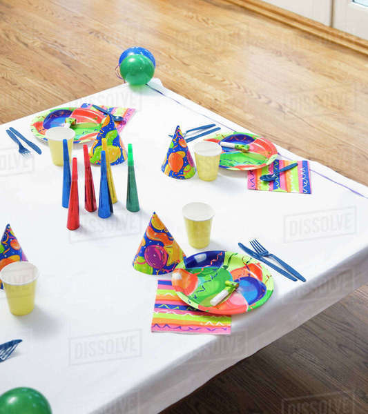 Place Settings For a Birthday Party - Royalty-free Stock Photo | Dissolve
