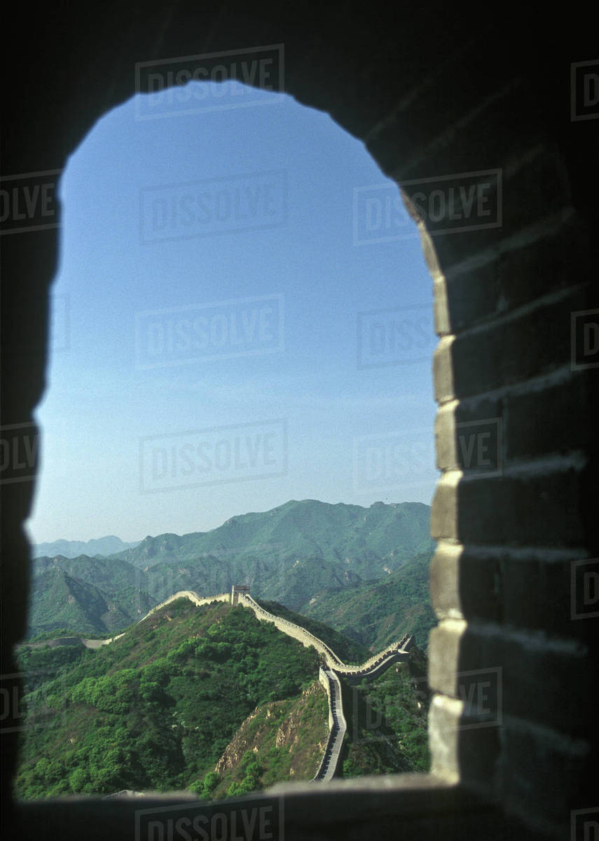 Great Wall of China Seen Through Window - Stock Photo - Dissolve