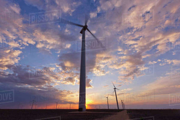 Wind Farm at Sunset - Royalty-free Stock Photo | Dissolve