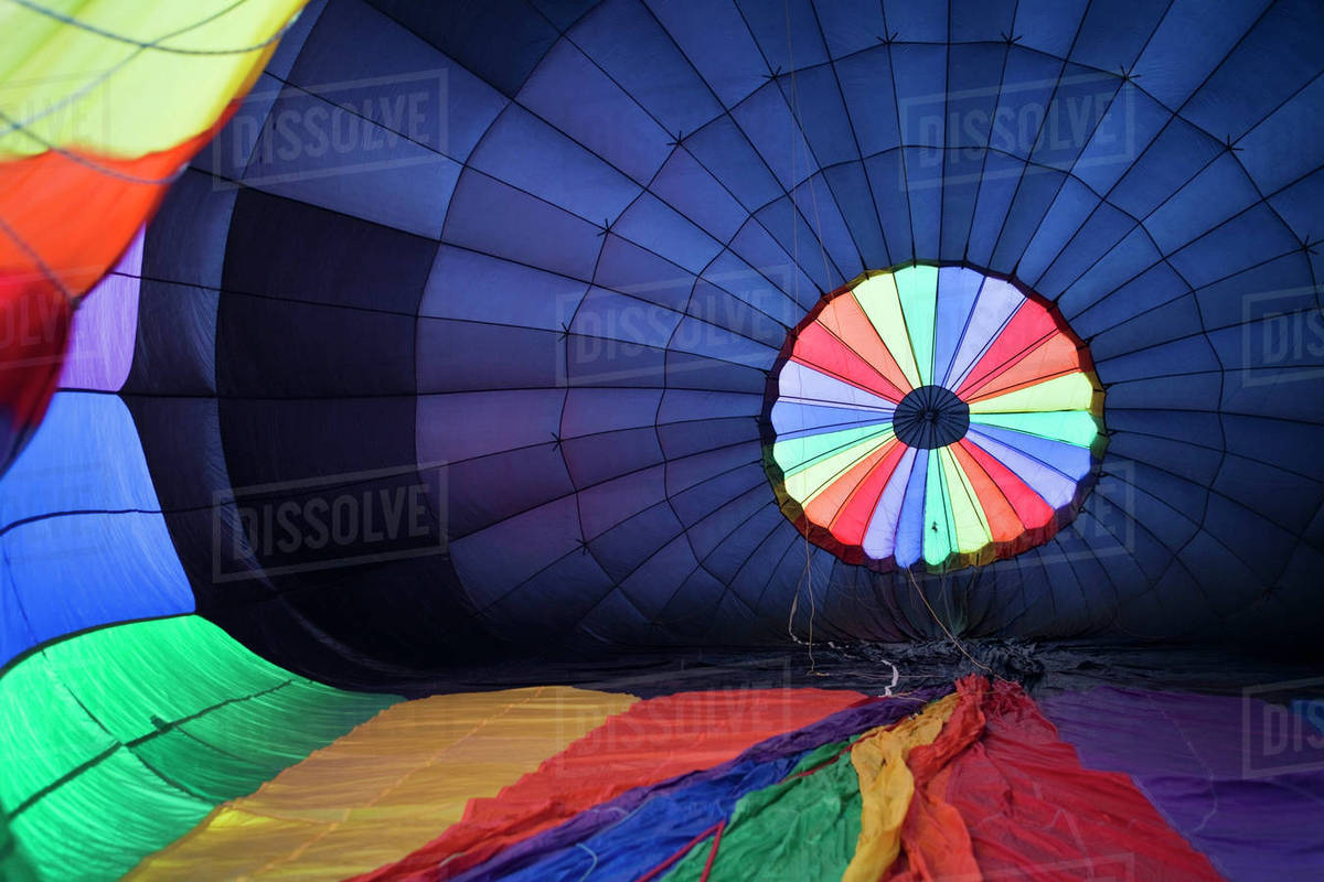 Hot Air Balloon Being Inflated - Stock Photo - Dissolve