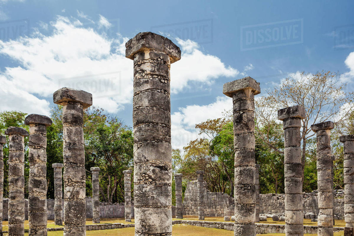 Columns in the Temple of a Thousand Warriors - Royalty-free Stock Photo ...