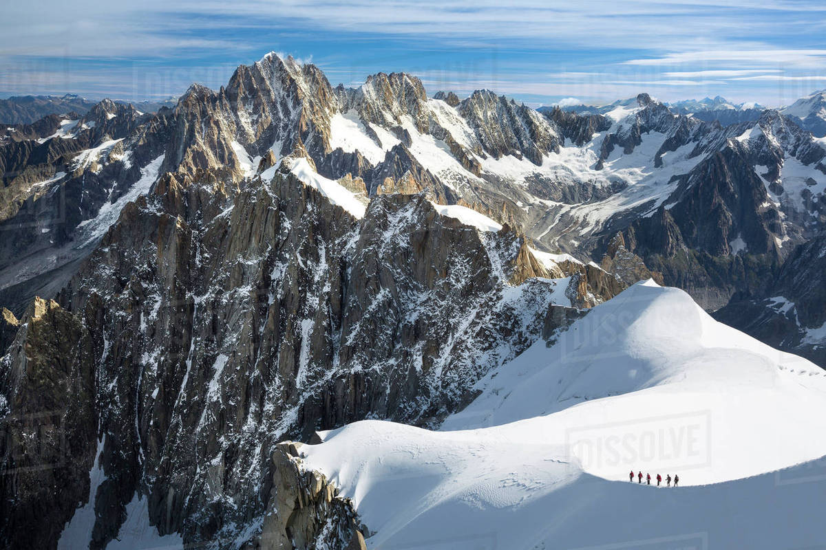 Mountaineers heading to Mt. Blanc, Chamonix, France - Stock Photo ...