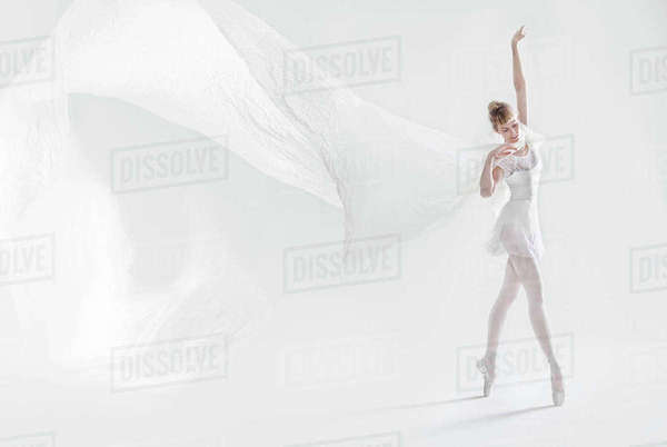Caucasian ballet dancer dancing on pointe - Royalty-free Stock Photo ...