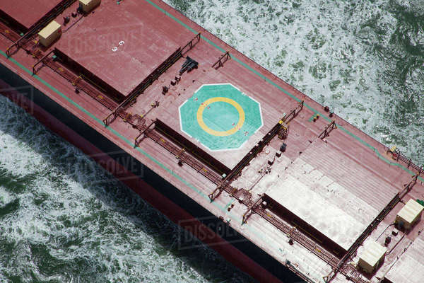 Aerial view of helipad on freighter - Royalty-free Stock Photo | Dissolve