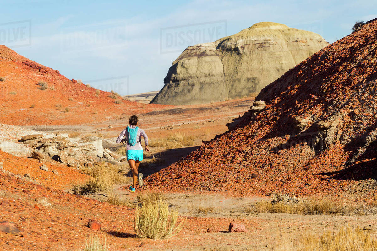 Native American woman running in desert - Royalty-free Stock Photo ...
