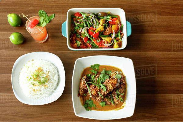 Meat with rice and salad - Royalty-free Stock Photo | Dissolve