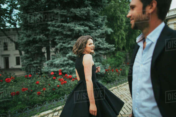 Smiling Caucasian woman looking at man - Royalty-free Stock Photo ...