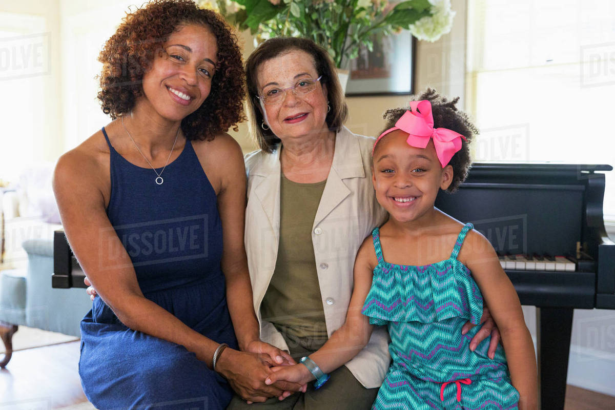 Portrait of smiling mixed race multi-generation family - Stock Photo ...