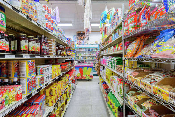 Food on shelves of grocery store - Stock Photo - Dissolve