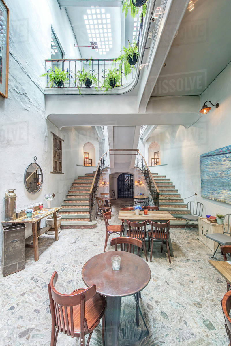 Balcony and staircase in traditional coffee shop - Royalty-free Stock ...