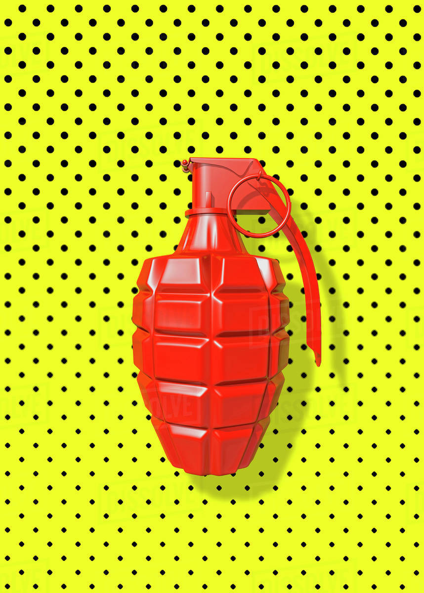 Close up of red grenade on polka dot background - Royalty-free Stock ...