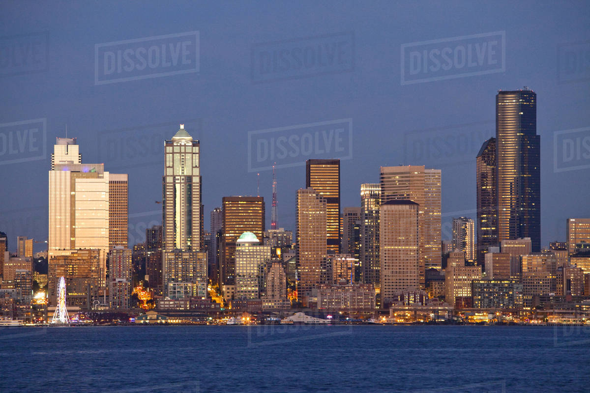 Seattle city skyline on waterfront, Washington, United States - Royalty ...