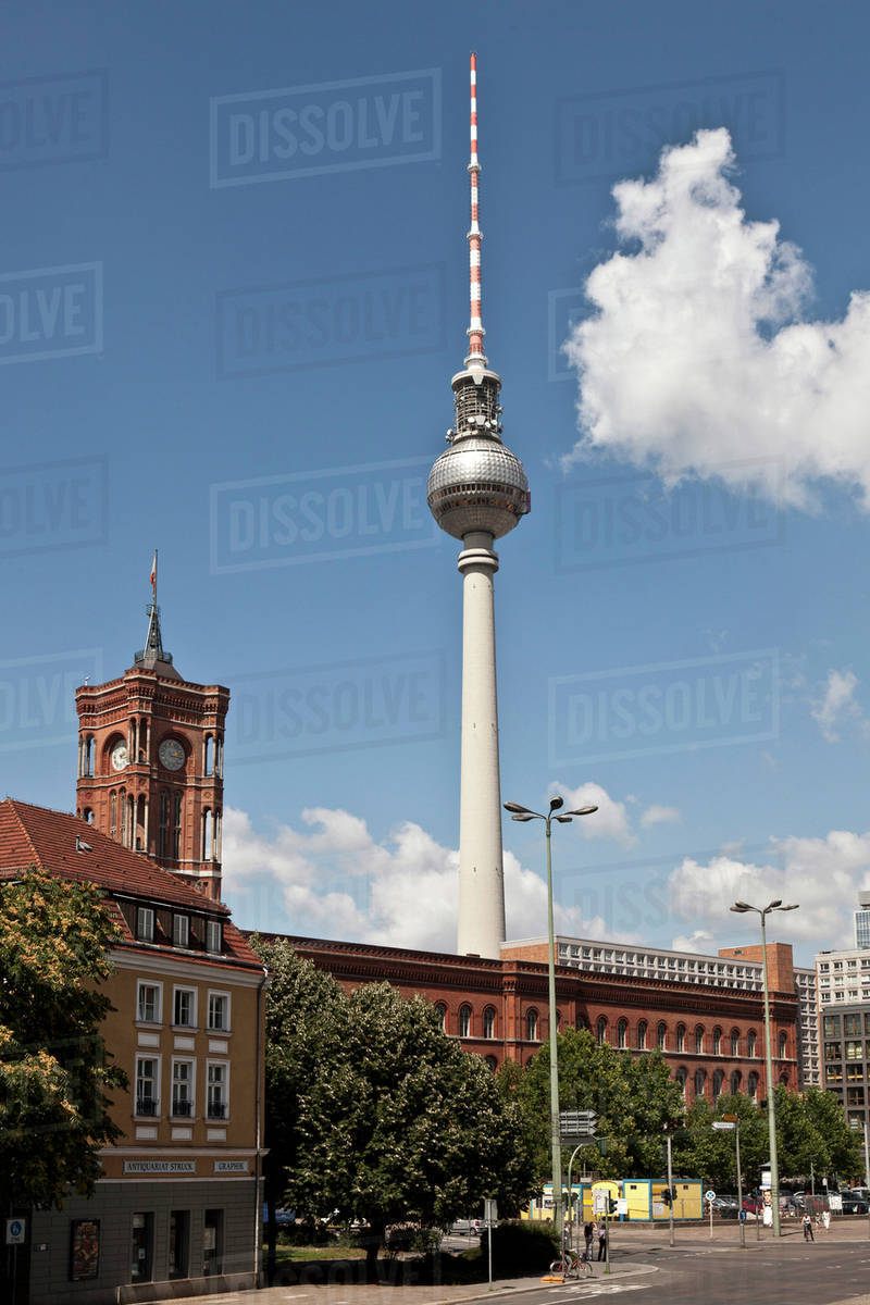 Monument overlooking cityscape, Berlin, Germany - Royalty-free Stock ...