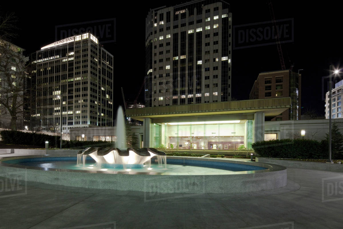 Water Fountain at Night - Stock Photo - Dissolve