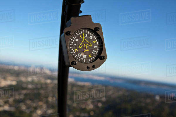 Close Up Of Compass In Aircraft - Stock Photo - Dissolve