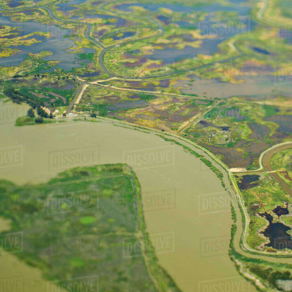 Aerial View of a Flood Plain - Stock Photo - Dissolve